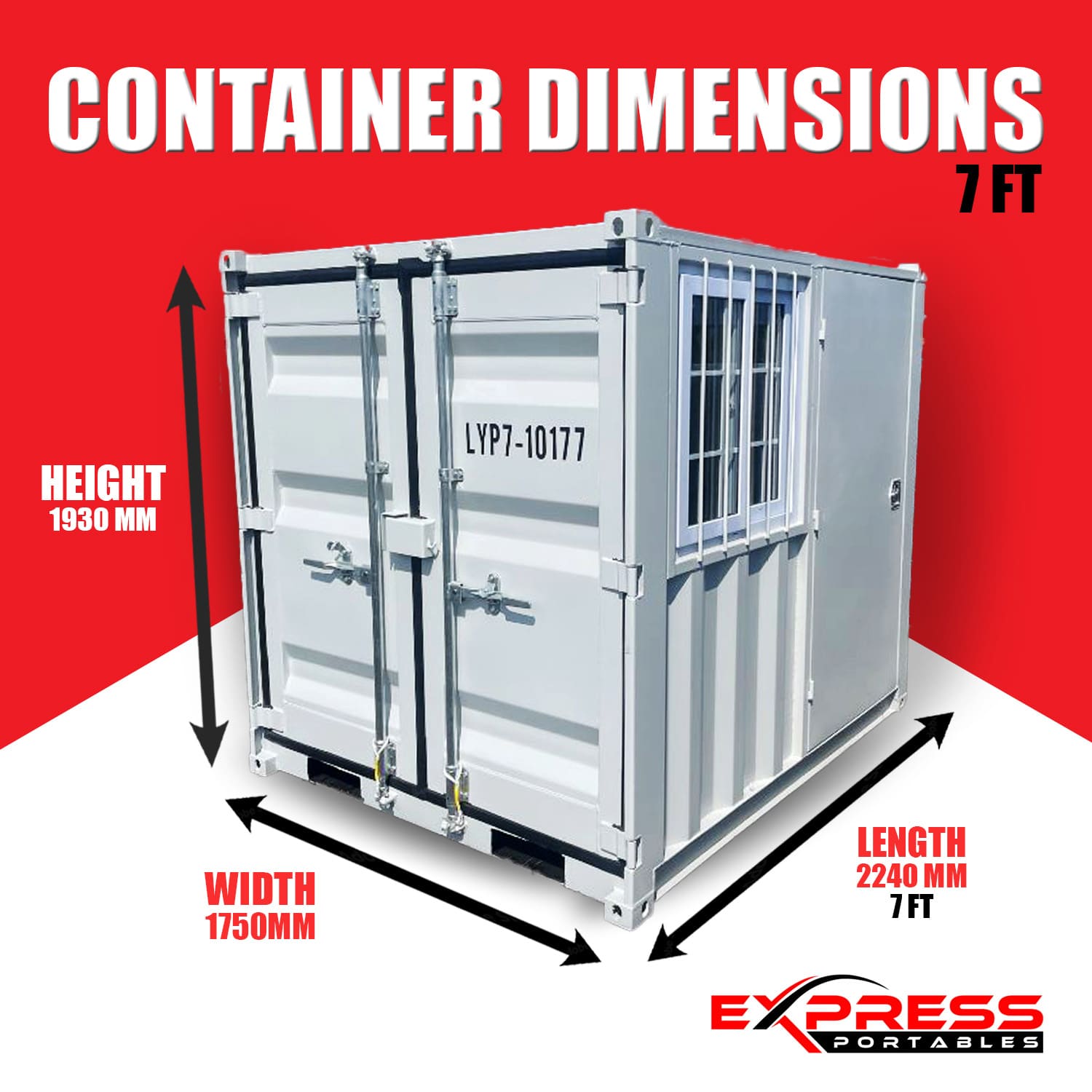7ft Mini Container - 1750mm x 2240mm x 1930mm, Versatile & Weatherproof ...