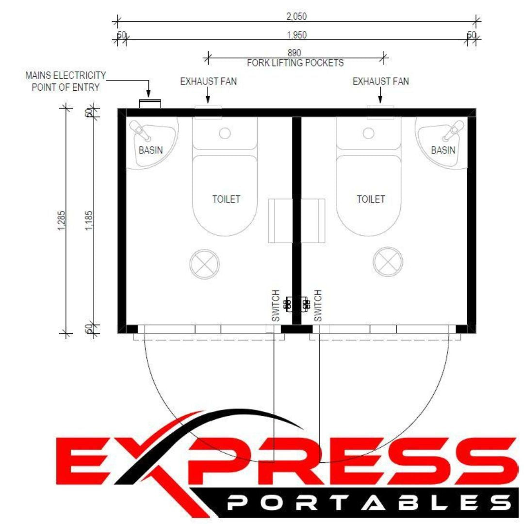 Double Toilet Block | Express Portables